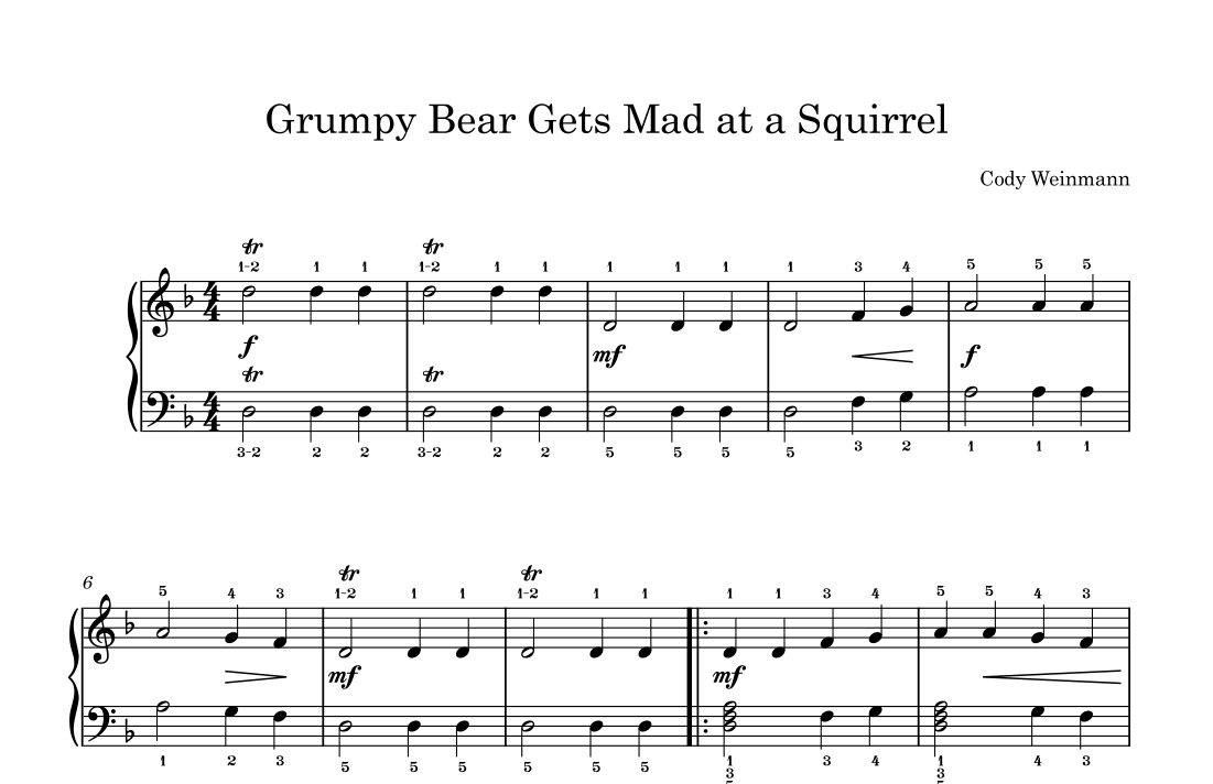Grumpy Bear Gets Mad at a Squirrel by Cody Weinmann Sheet Music for ...