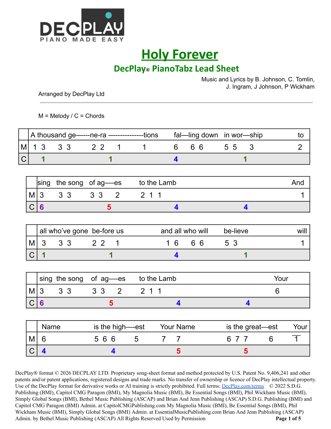 Holy Forever (arr. DecPlay Ltd) by Chris Tomlin Sheet Music for DecPlay ...
