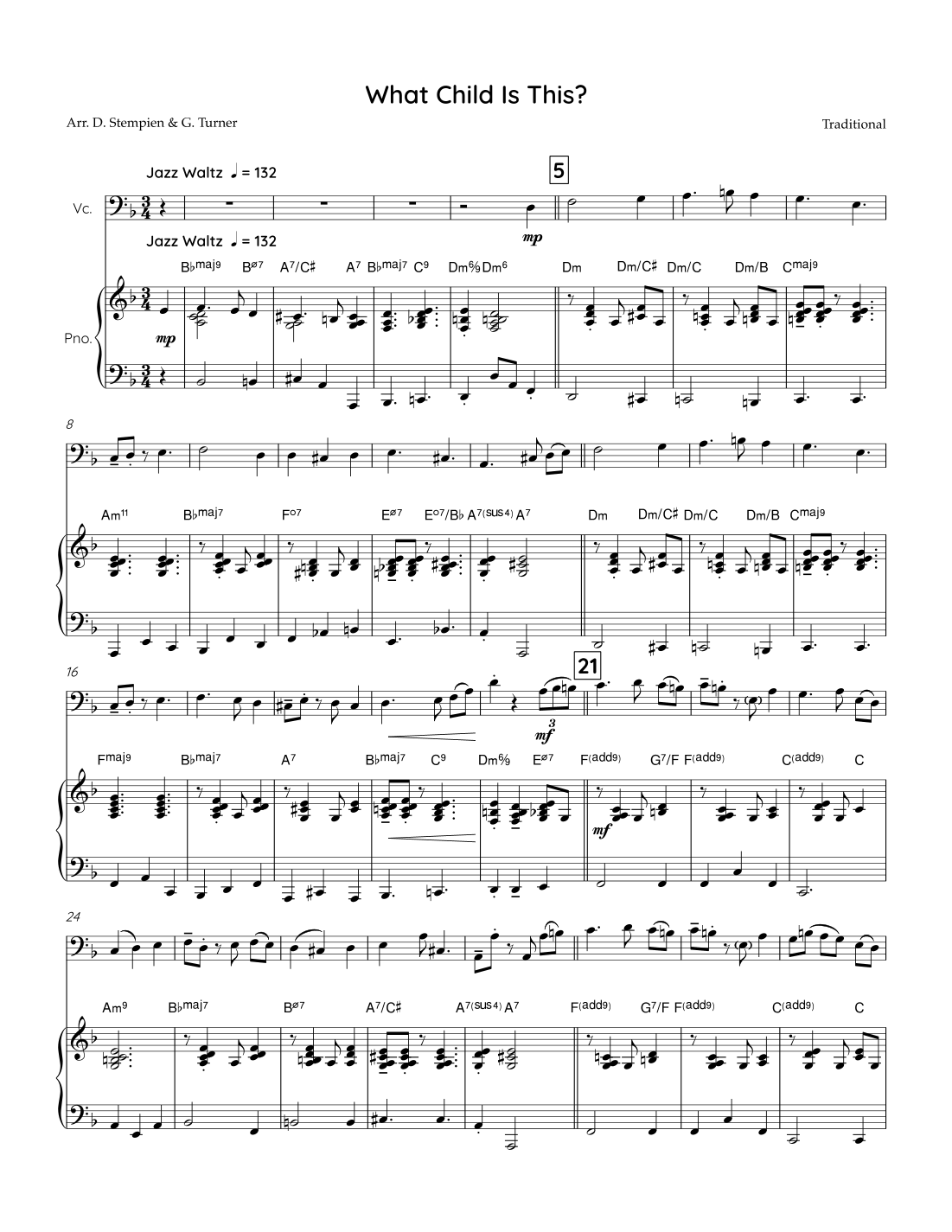 What Child Is This (Jazz Waltz) for Cello & Piano (arr. Debra E ...
