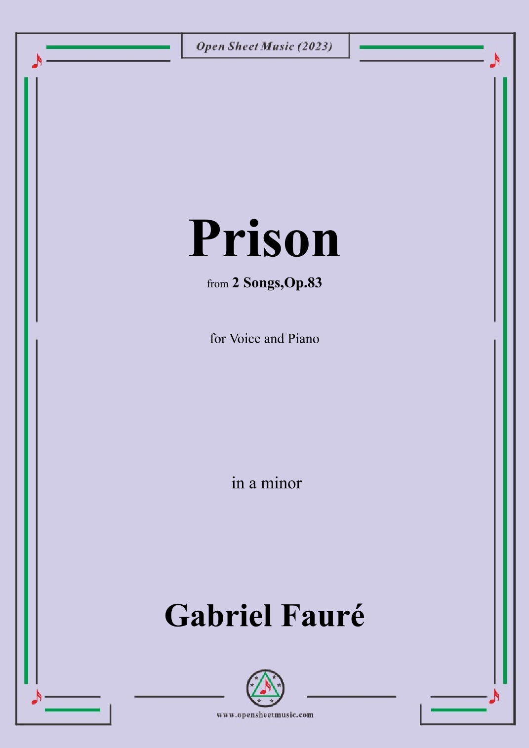 G. Fauré-Prison,in a minor (arr. OSM) by Gabriel Faure Sheet Music for ...