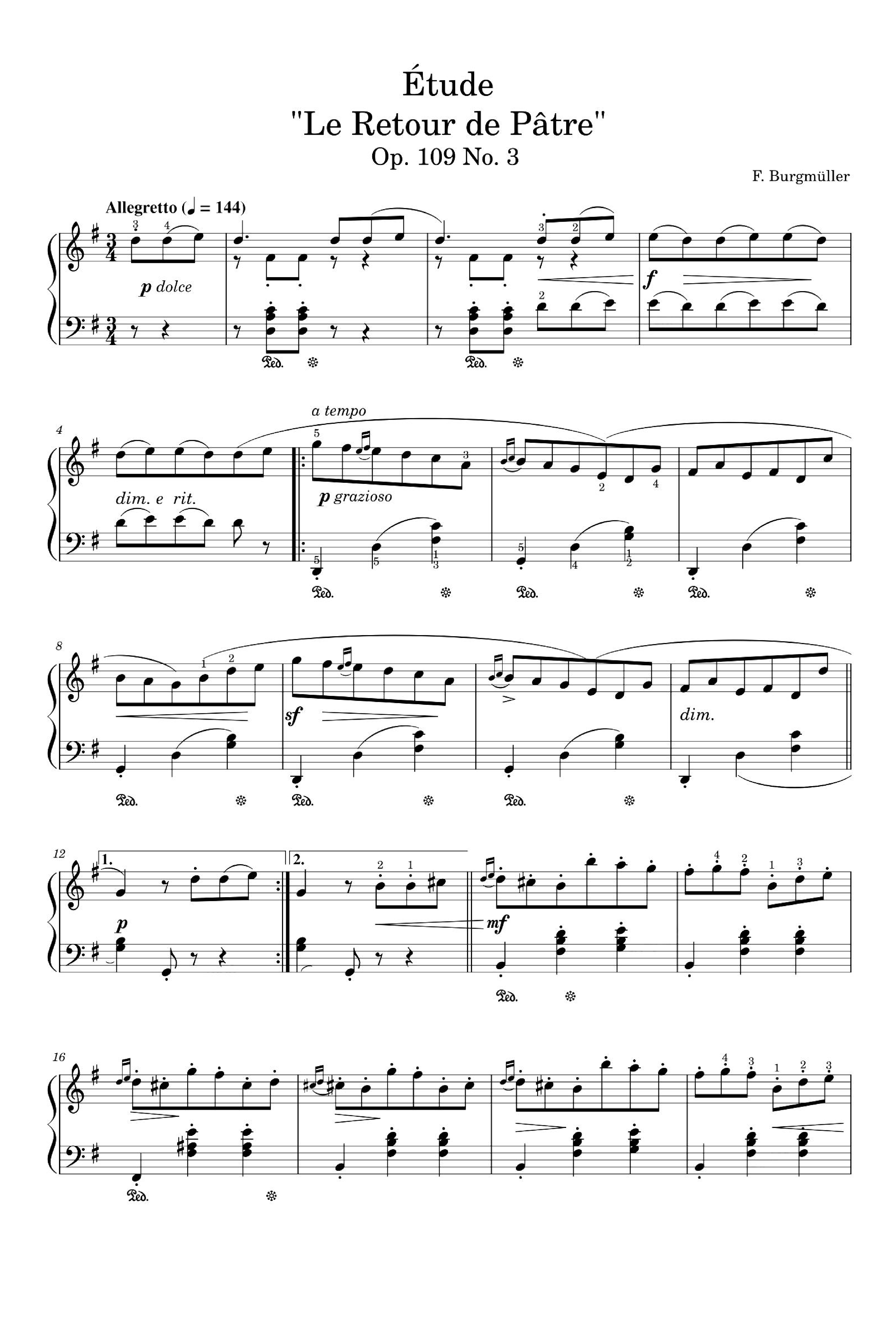 Étude Op. 109 No. 3 Le Retour de Pâtre - Friedrich Burgmüller (arr ...