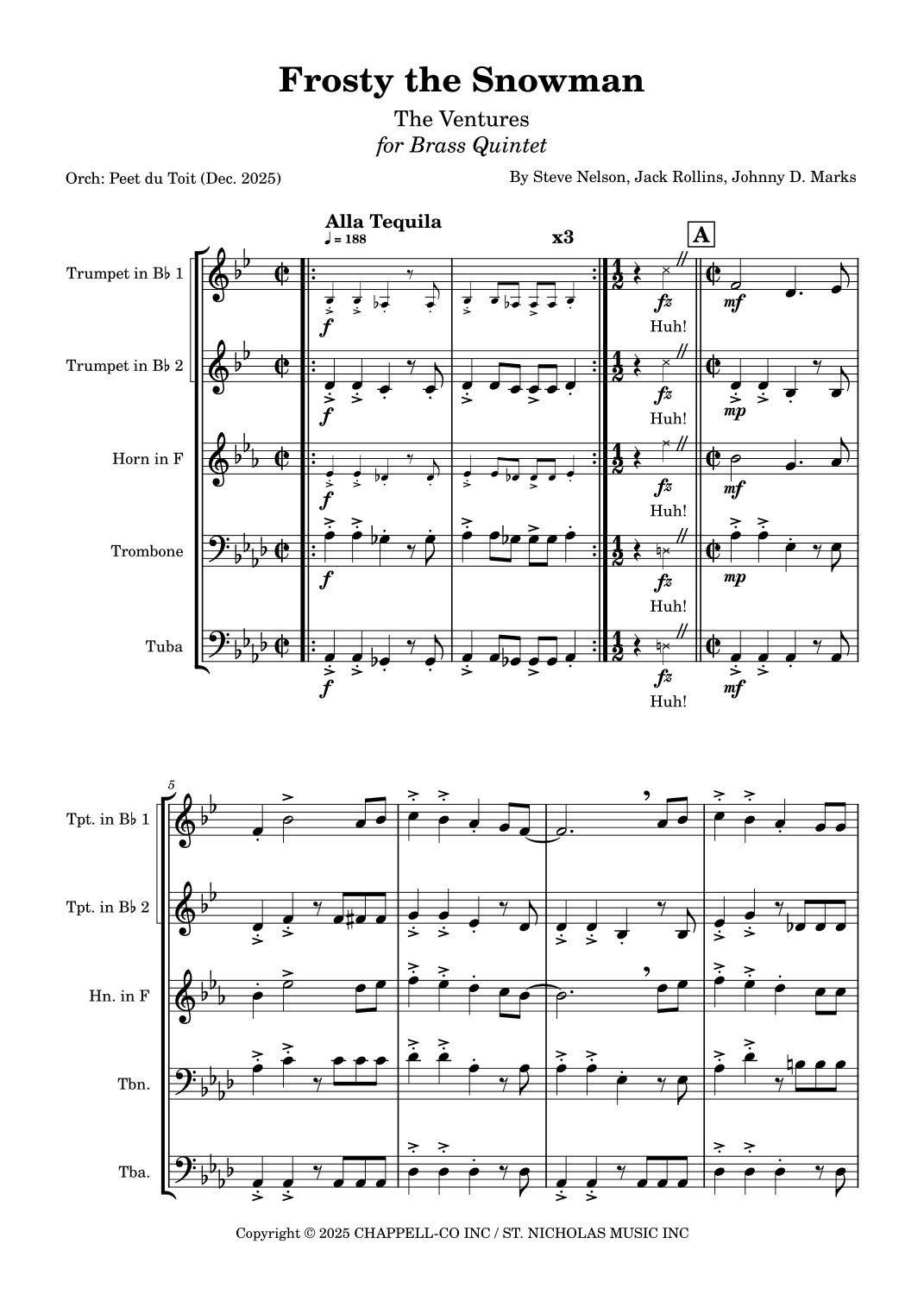 Rudolph The Rednose Reindeer/frosty The Snowman (arr. Peet du Toit) by ...