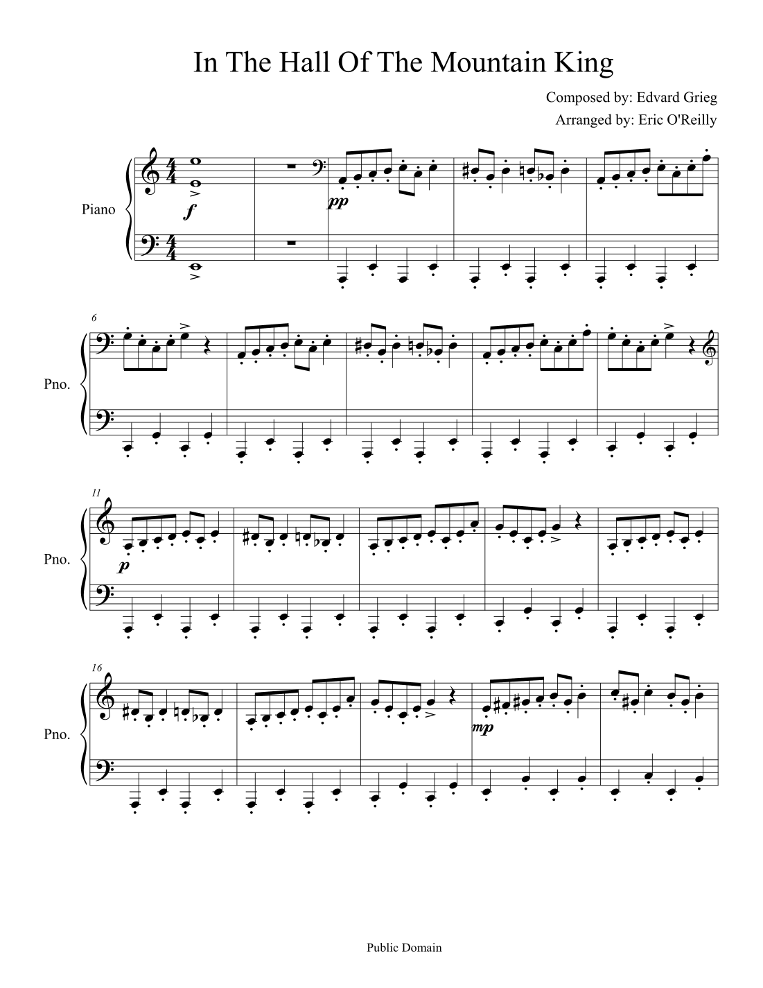 In The Hall Of The Mountain King (arr. Eric O'Reilly by Eric O'Reilly ...