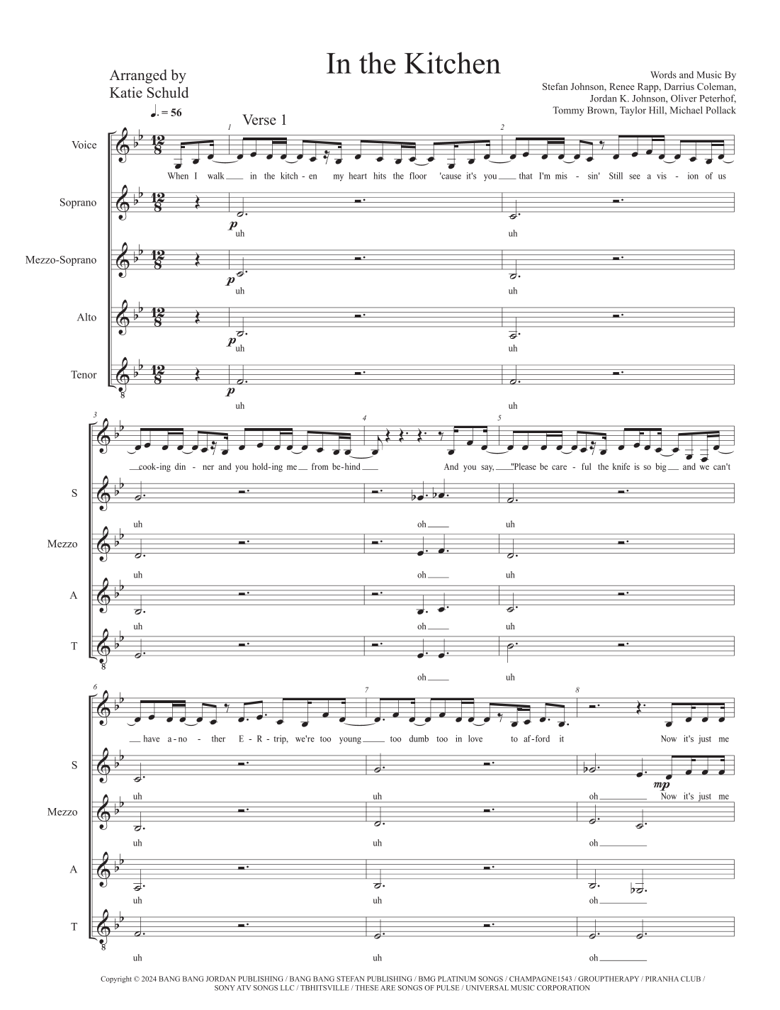 In The Kitchen (arr. Katie Schuld) by Renee Rapp Sheet Music for SATB ...