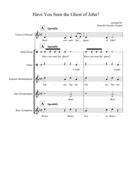 Have You Seen the Ghost of John? (Orff Instruments) by Michelle Grondin ...