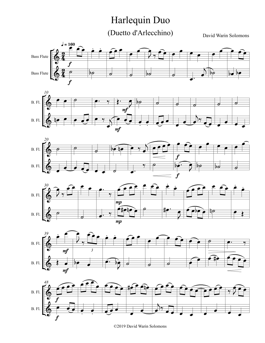 Harlequin Duo (Duetto d'Arlecchino) for 2 bass flutes by Nancy Tyler ...