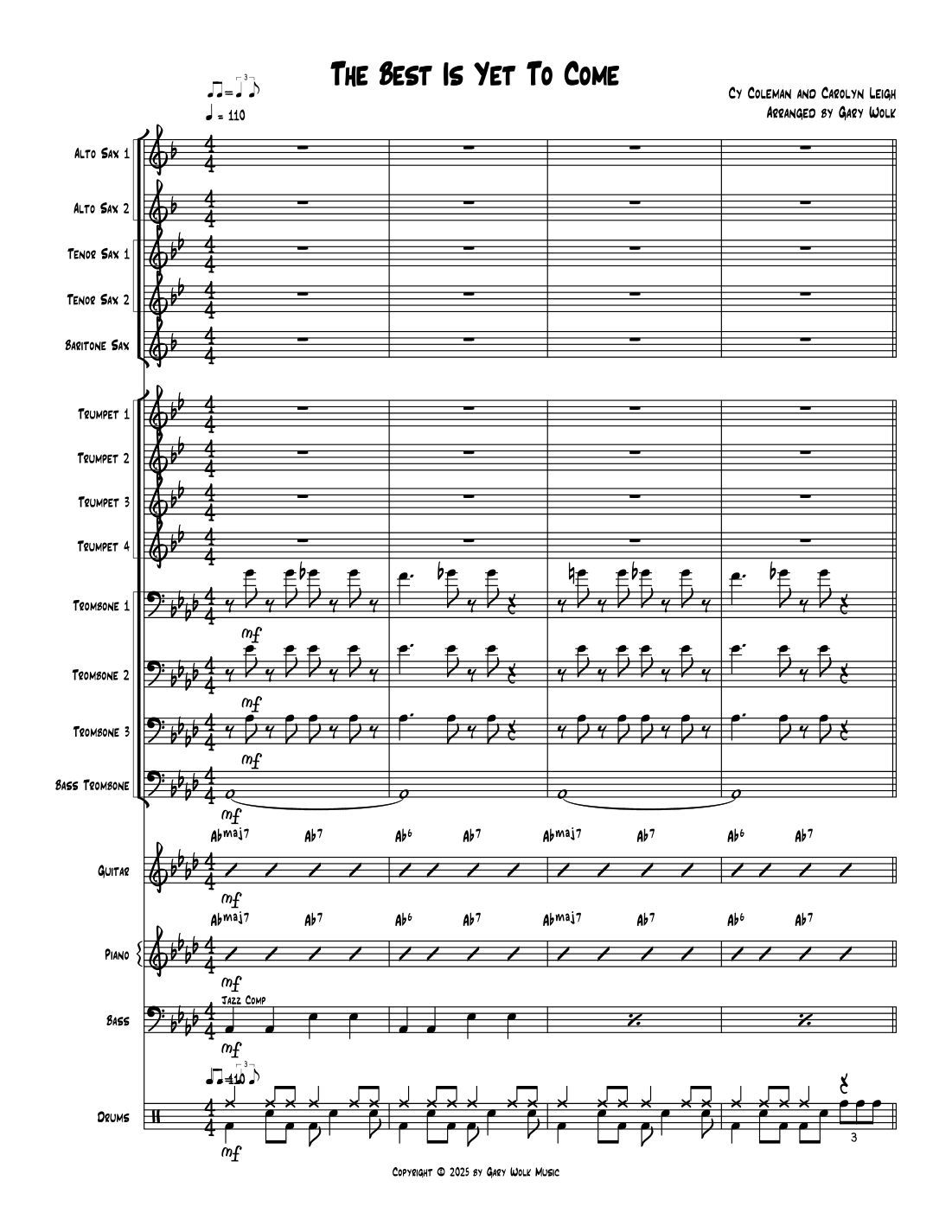 The Best Is Yet To Come (arr. Gary Wolk) by Michael Buble Sheet Music ...