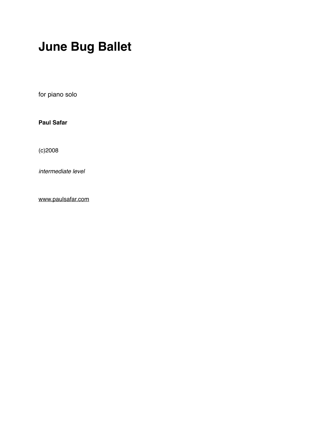 June Bug Ballet by PaulSafar Sheet Music for Piano Solo at Sheet Music ...