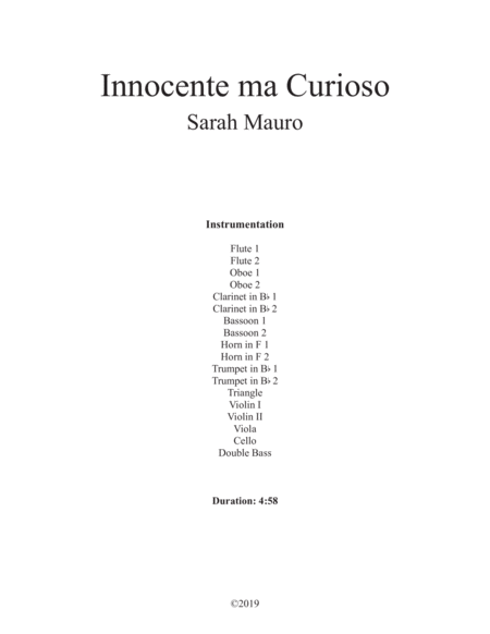 Innocente ma Curioso by Sarah Mauro Sheet Music for Full Orchestra at ...