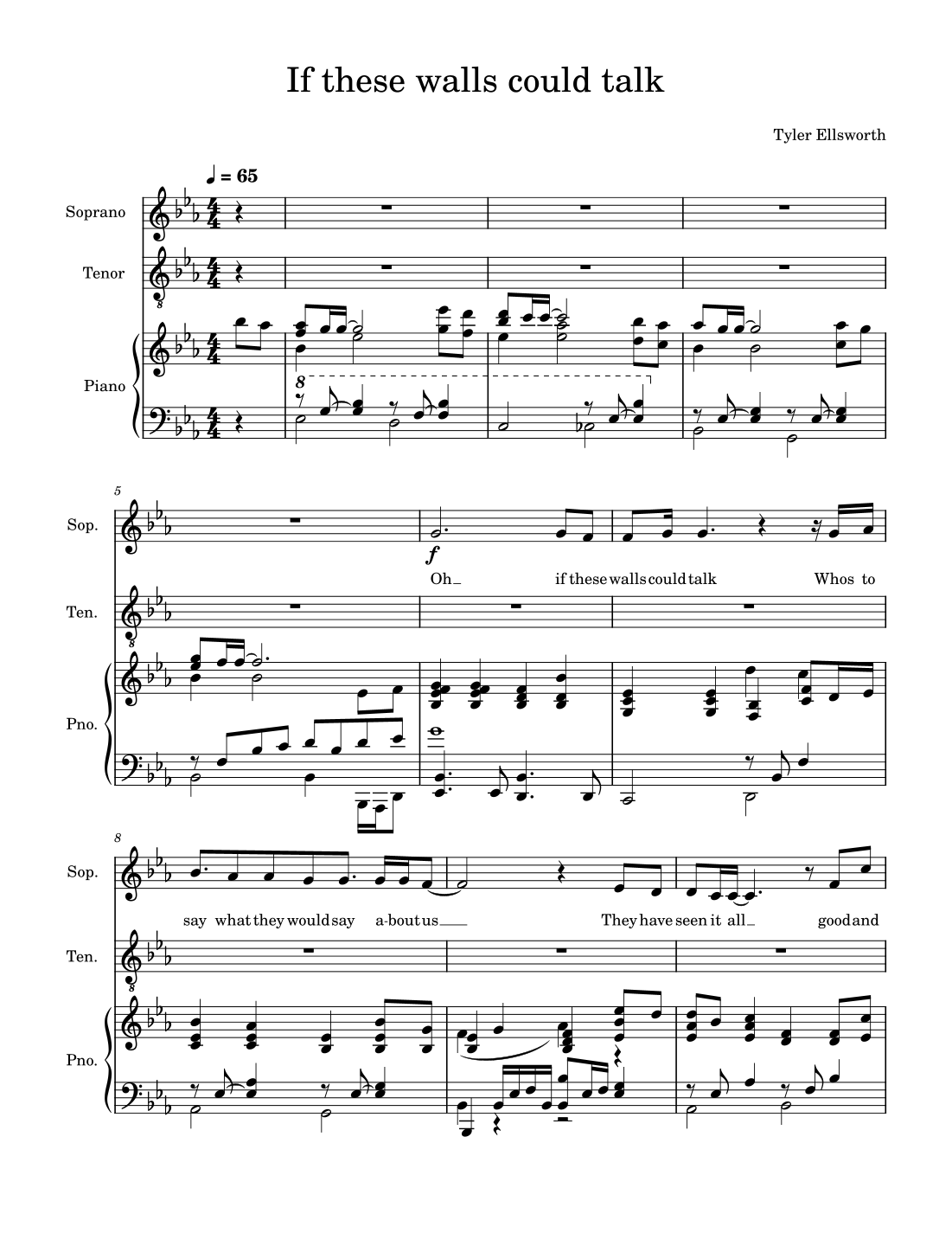 If These Walls Could Talk by Tyler Ellsworth Sheet Music for Piano ...