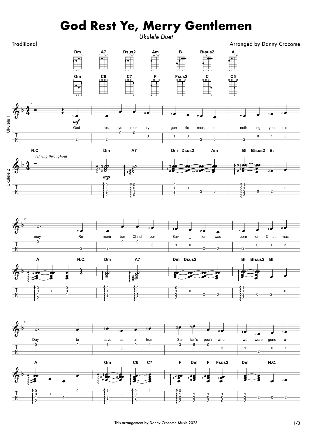 God Rest Ye, Merry Gentlemen (Ukulele Duet) (arr. Danny Crocome) by ...