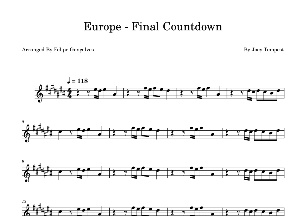 Final Countdown (arr. Felipe Gonçalves) by Europe Sheet Music for Oboe ...