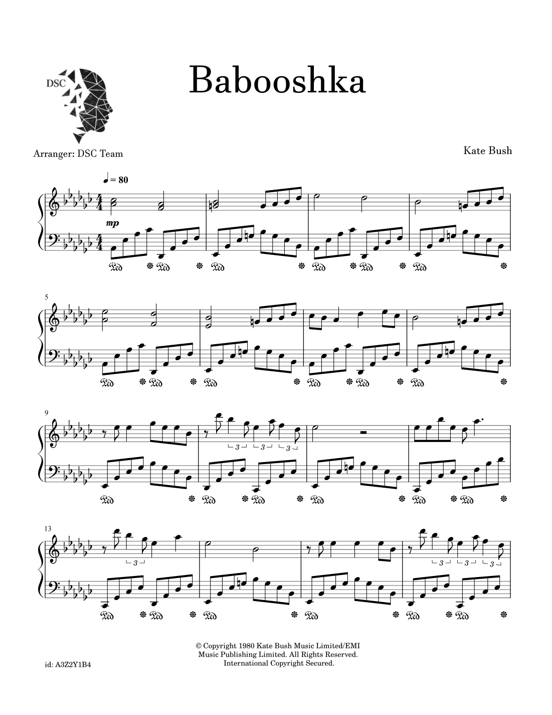 Babooshka (arr. Digital Scores Collection) by Kate Bush Sheet Music for ...