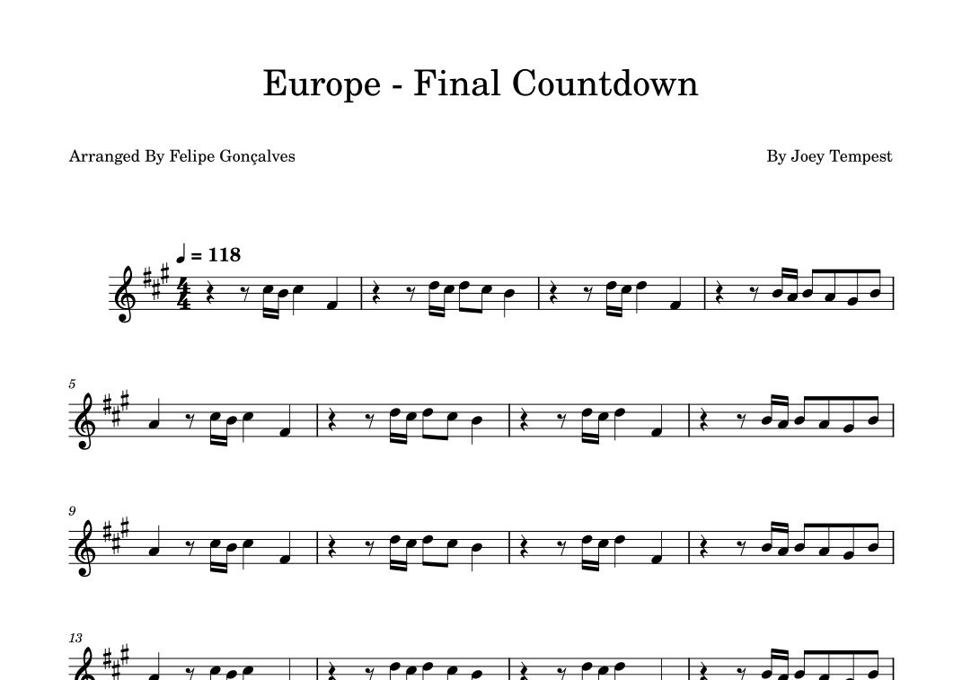 Final Countdown (arr. Felipe Gonçalves) by Europe Sheet Music for Oboe ...