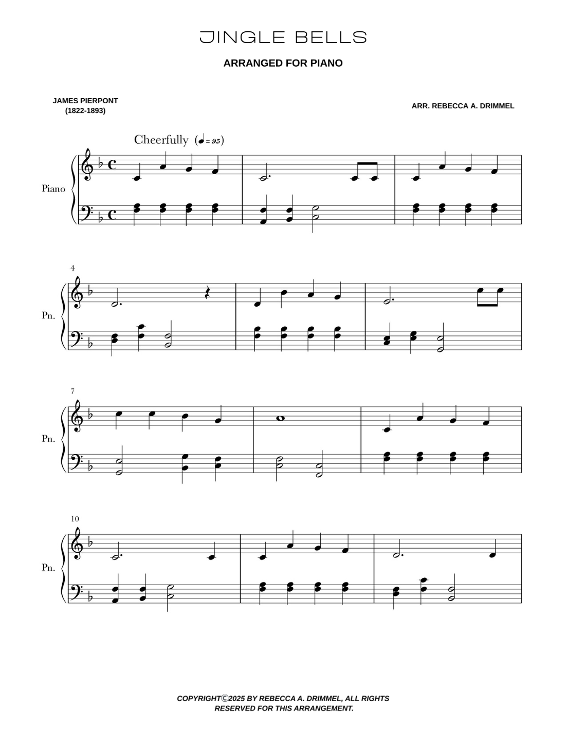 Jingle Bells (arr. Rebecca A. Drimmel) par James Pierpont Partitions ...