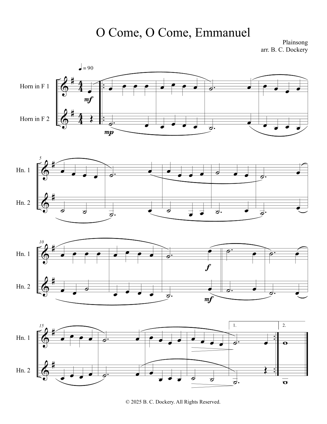 O Come, O Come, Emmanuel (French Horn Duet) (arr. B. C. Dockery) by ...