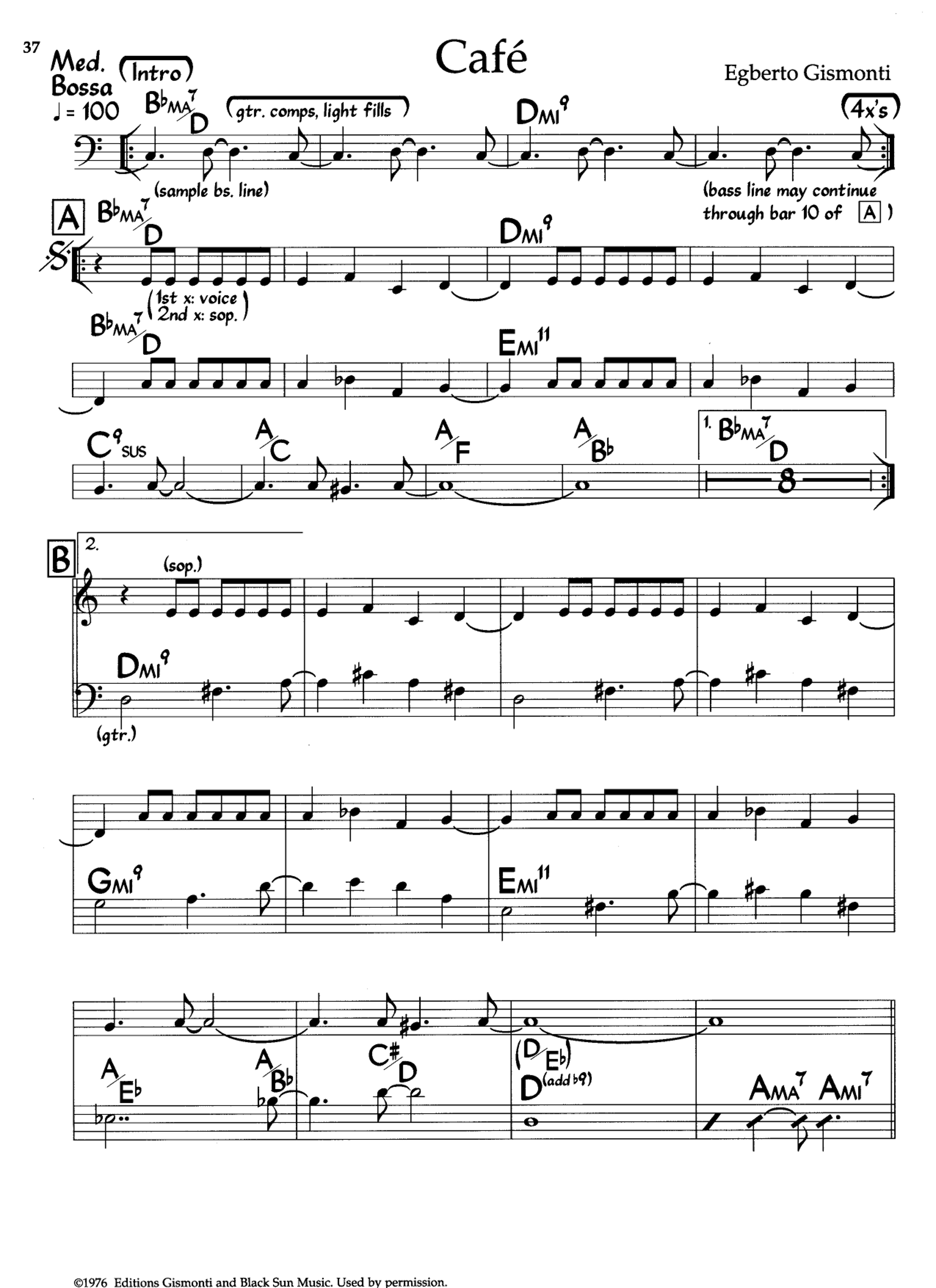 Café - Lead Sheet (arr. Egberto Gismonti) by Egberto Gismonti Sheet ...