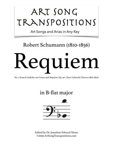 SCHUMANN: Requiem, Op. 90 no. 7 (transposed to B-flat major, bass clef ...