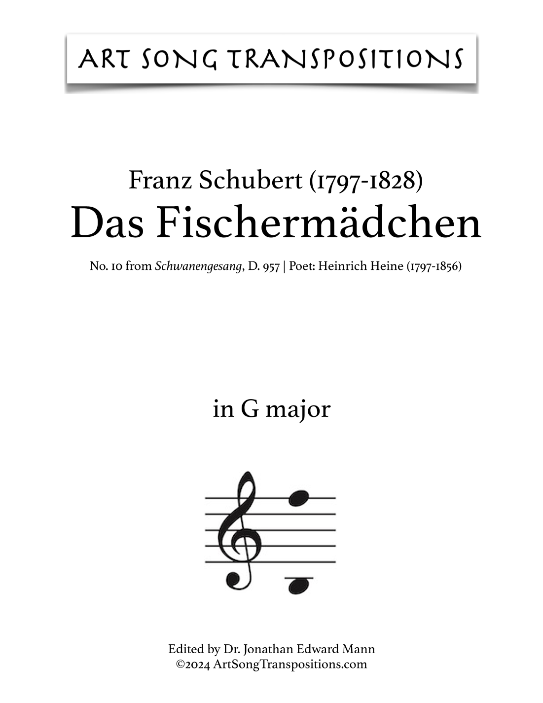 SCHUBERT: Das Fischermädchen, D. 957 no. 10 (transposed to G major ...