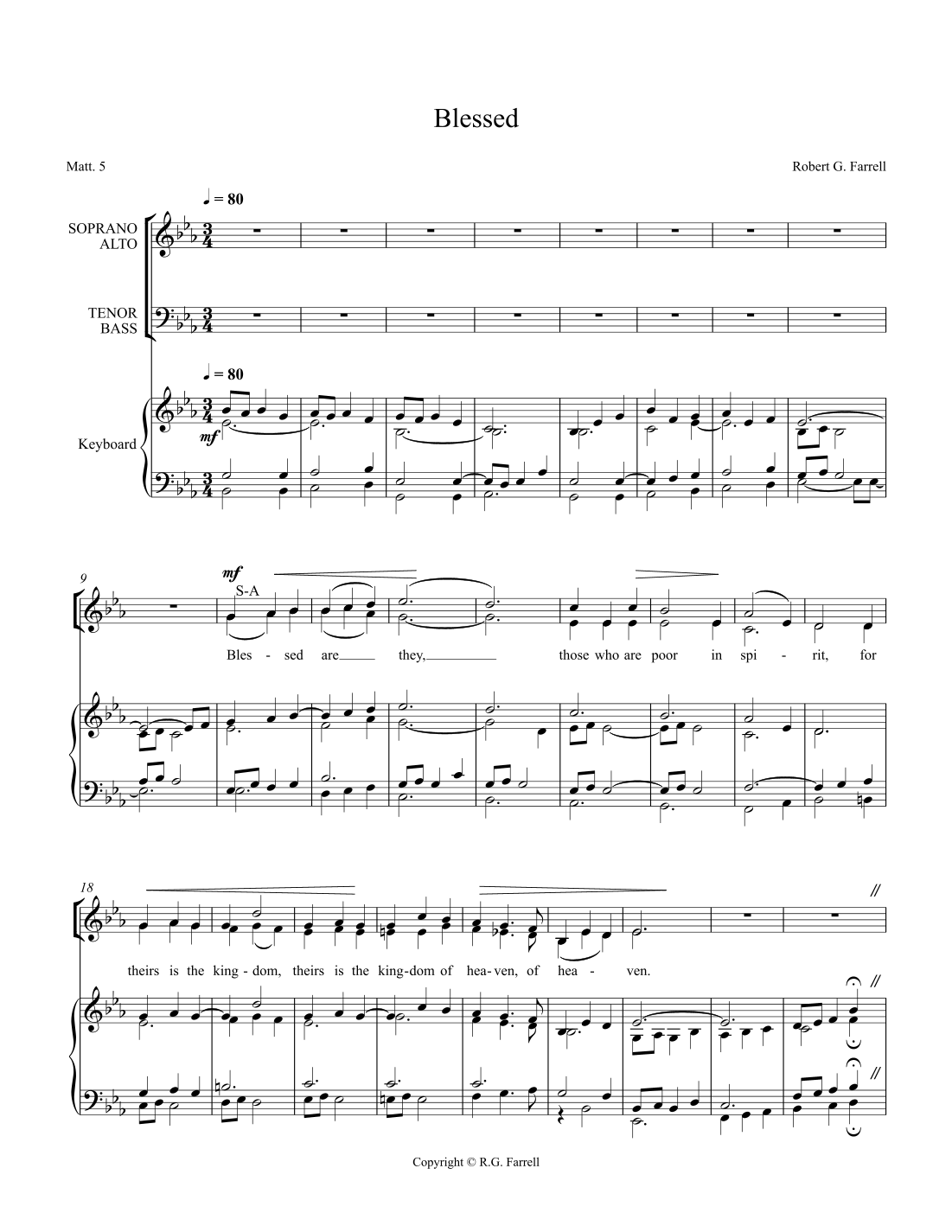 Blessed Sheet Music | Robert G Farrell | SATB Choir