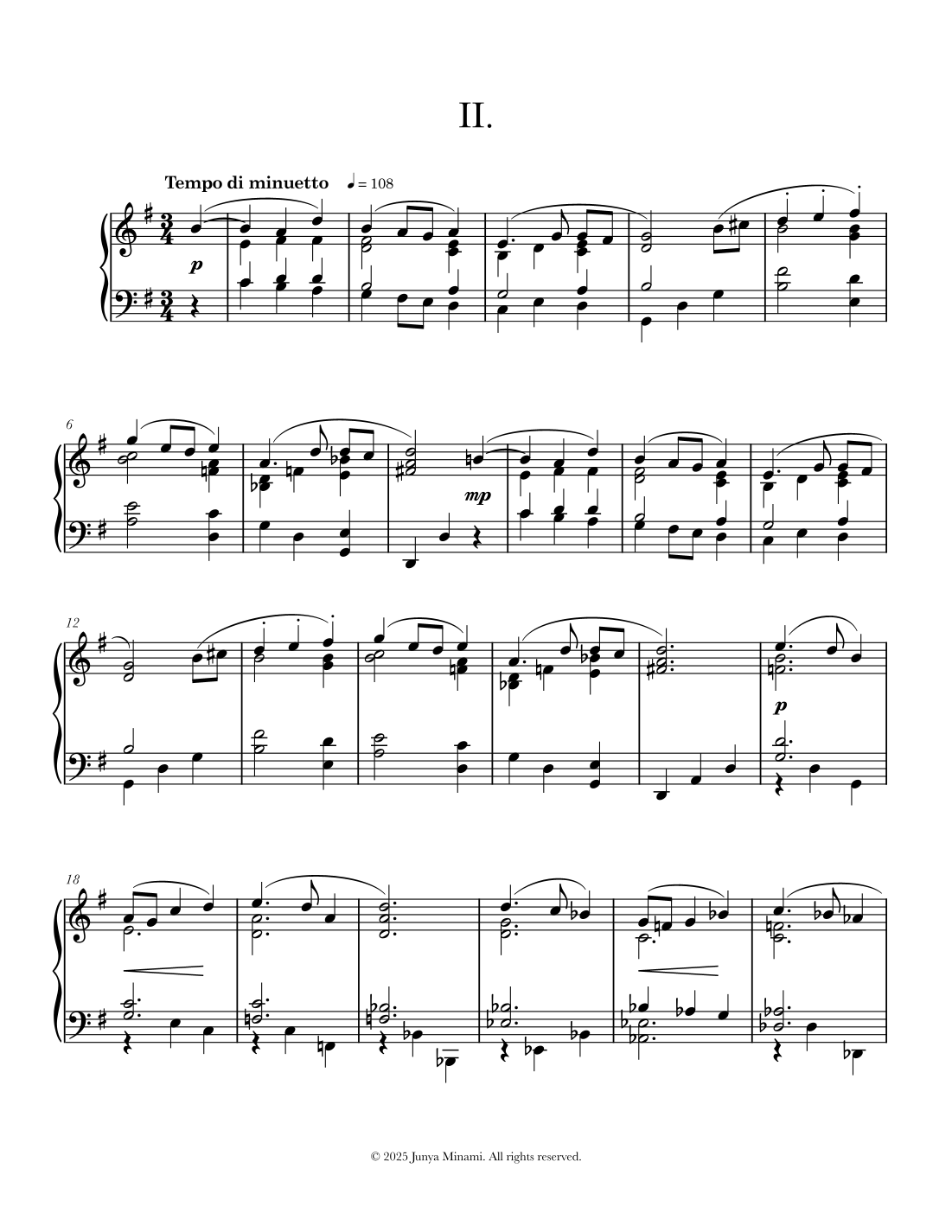Burnt Norton, Op. 2, II. Tempo di minuetto by Junya Minami Sheet Music ...