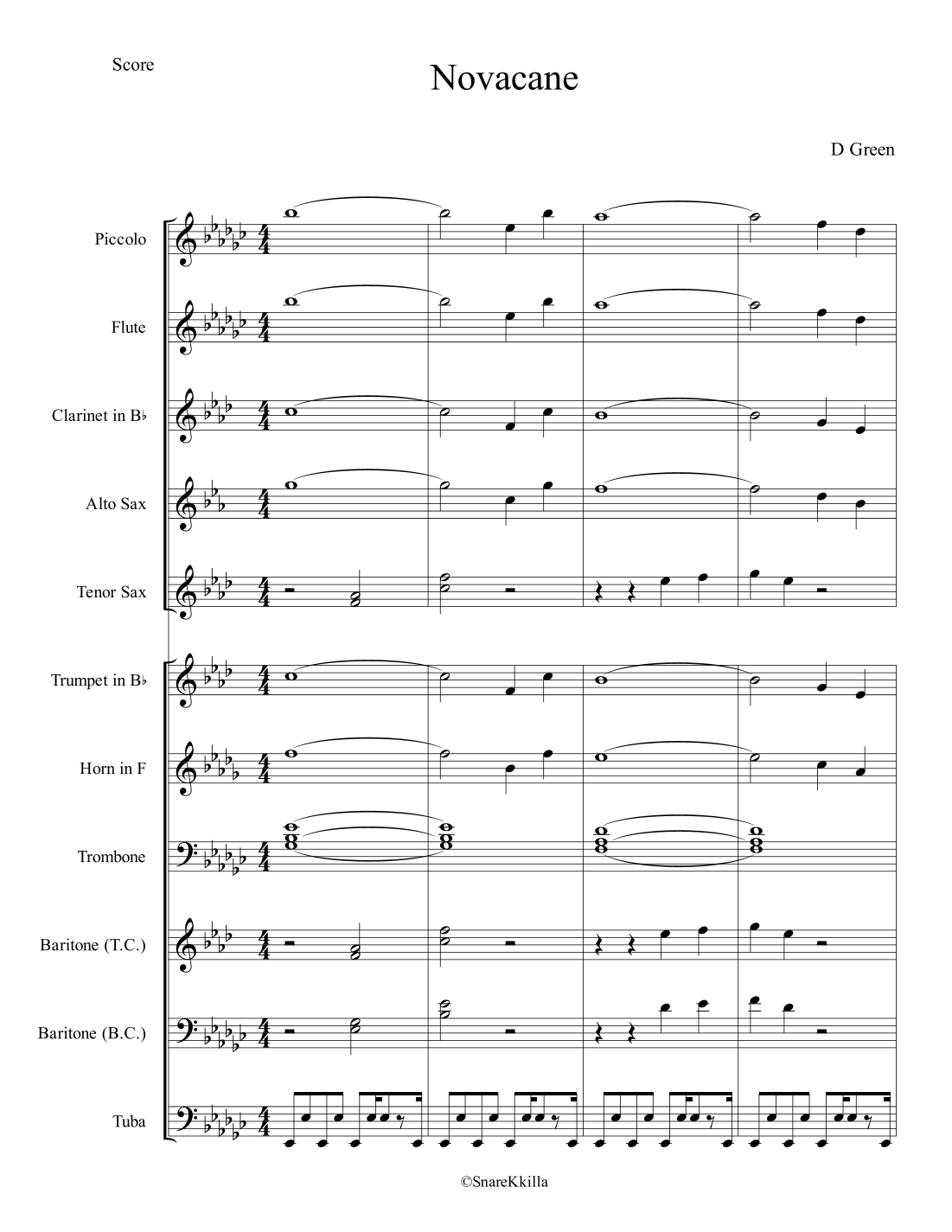 Novacane (arr. D Green) by Frank Ocean Sheet Music for Marching Band at ...