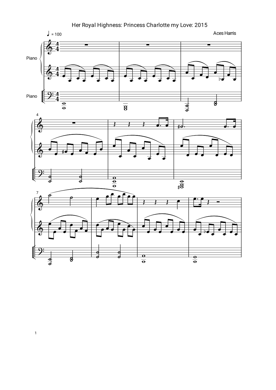 Her Royal Highness Princess Charlotte my Love 2015 by Aces Harris Sheet ...