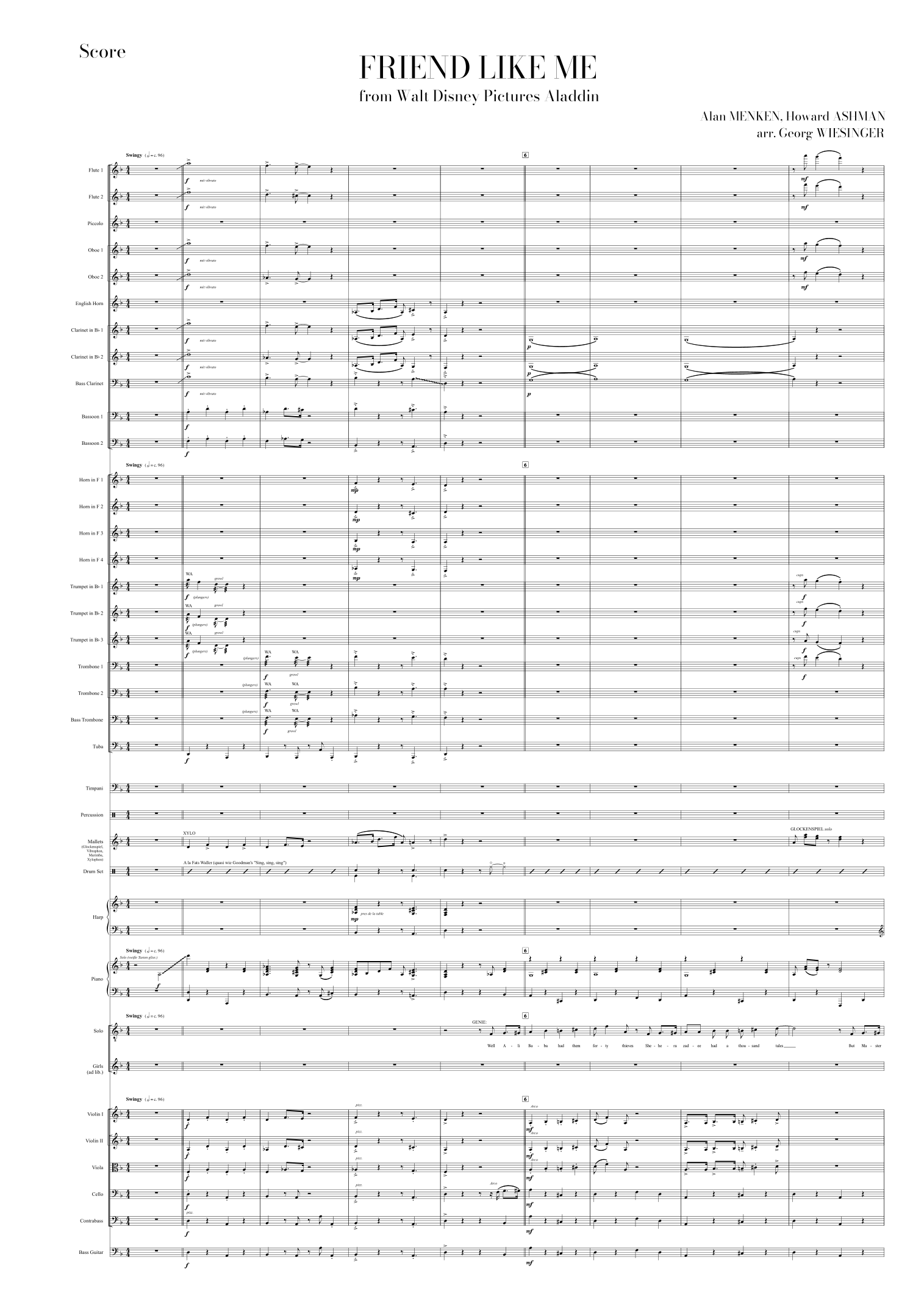Friend Like Me by Howard Ashman Sheet Music for Full Orchestra (arr ...
