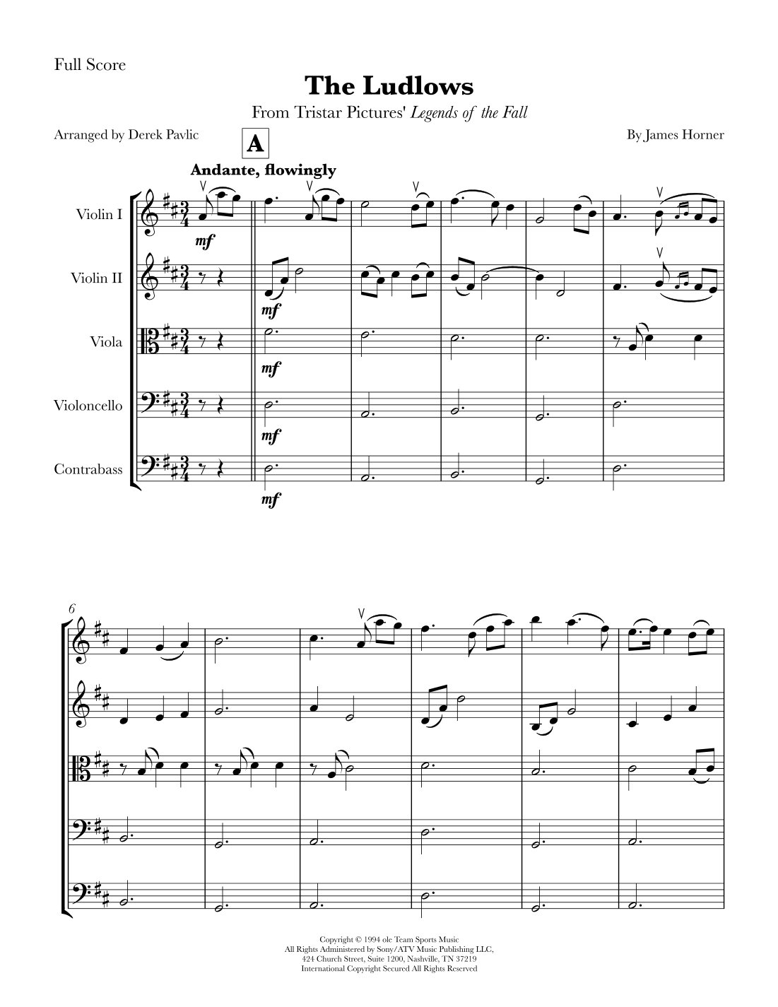 The Ludlows (arr. Derek Pavlic) by James Horner Sheet Music for ...