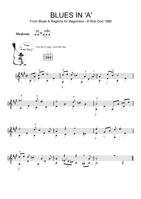 8 Beginners Blues & Ragtime Guitar Solos Sheet Music | Bob Oort ...