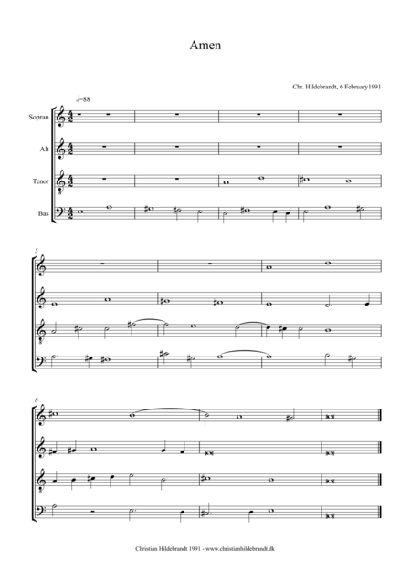 Amen by Christian Hildebrandt Sheet Music for SATB Choir at Sheet Music ...