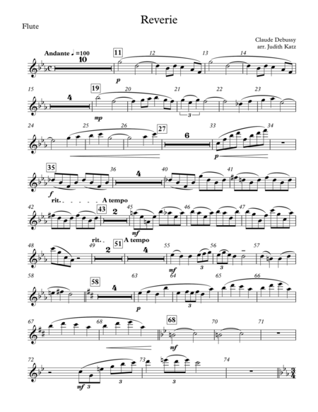 Reverie - Parts (arr. Judith Katz u) Sheet Music | Claude Debussy ...