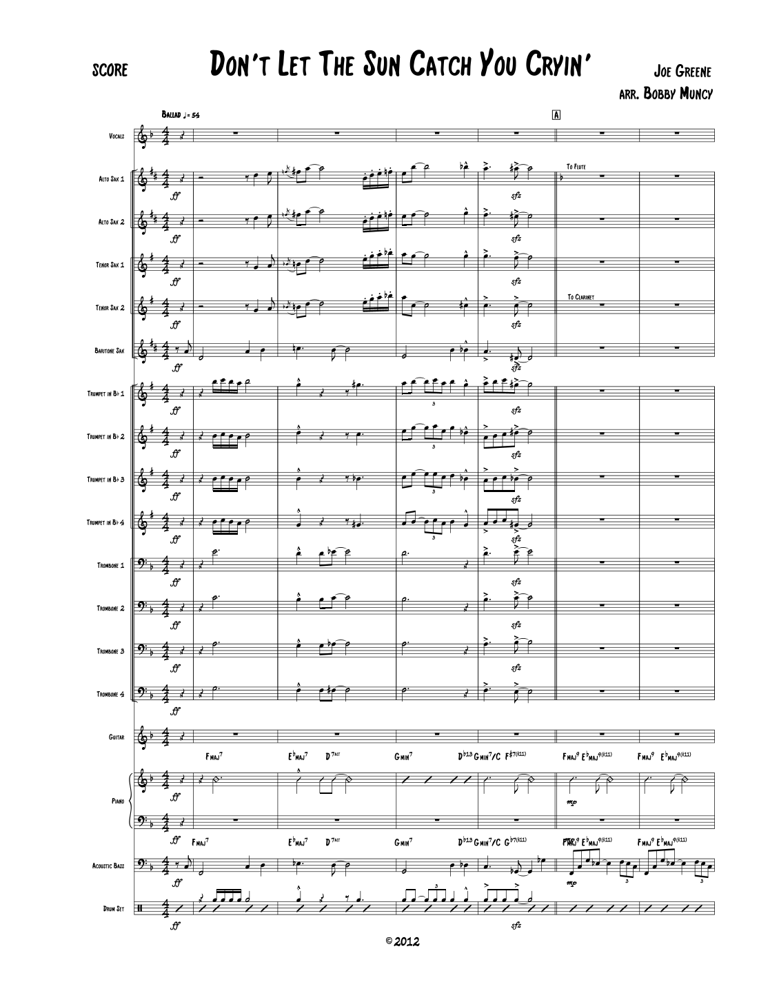 Don't Let The Sun Catch You Crying (arr. Bobby Muncy) by Joe Greene ...