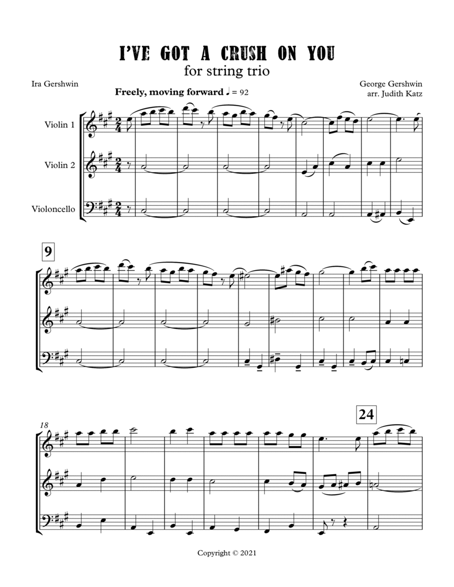 I ve Got A Crush On You Sheet Music George Gershwin String Ensemble