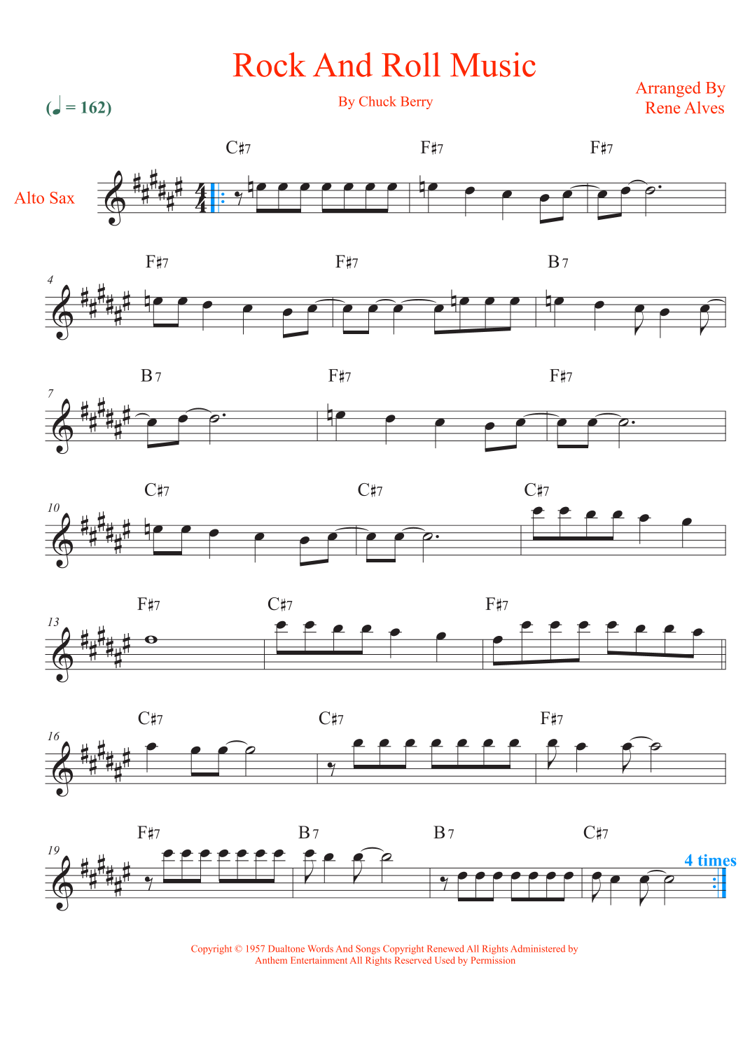 Rock And Roll Music (arr. Rene Alves) by Chuck Berry Sheet Music for ...