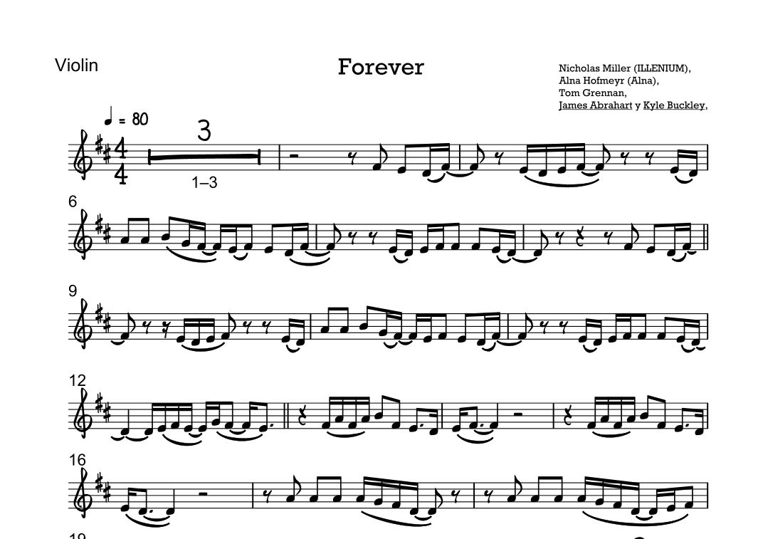 Forever (arr. Rudy Loyo) by Illenium Sheet Music for Violin and Piano ...
