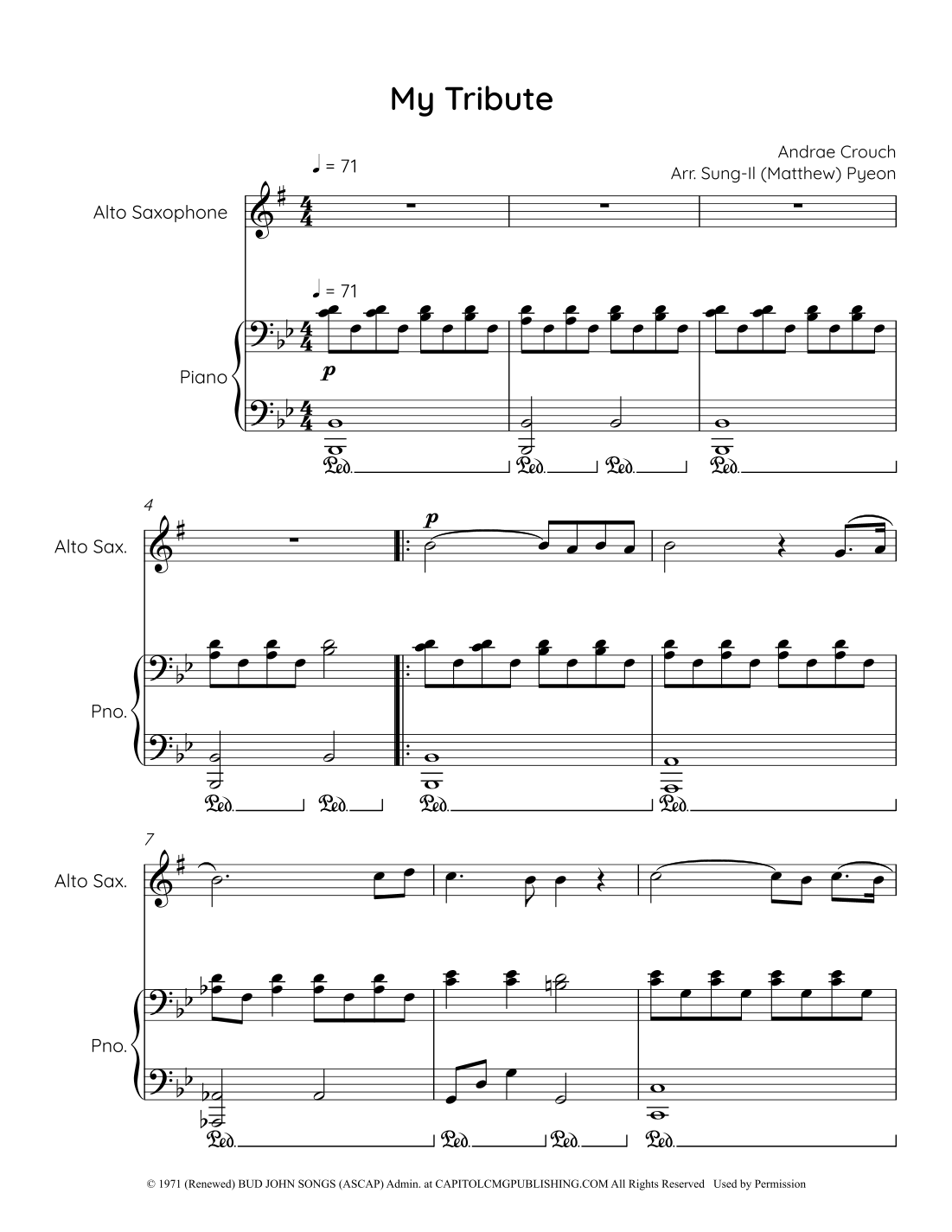 My Tribute (arr. Sungil (Matthew) Pyeon) by Andrae Crouch Sheet Music ...