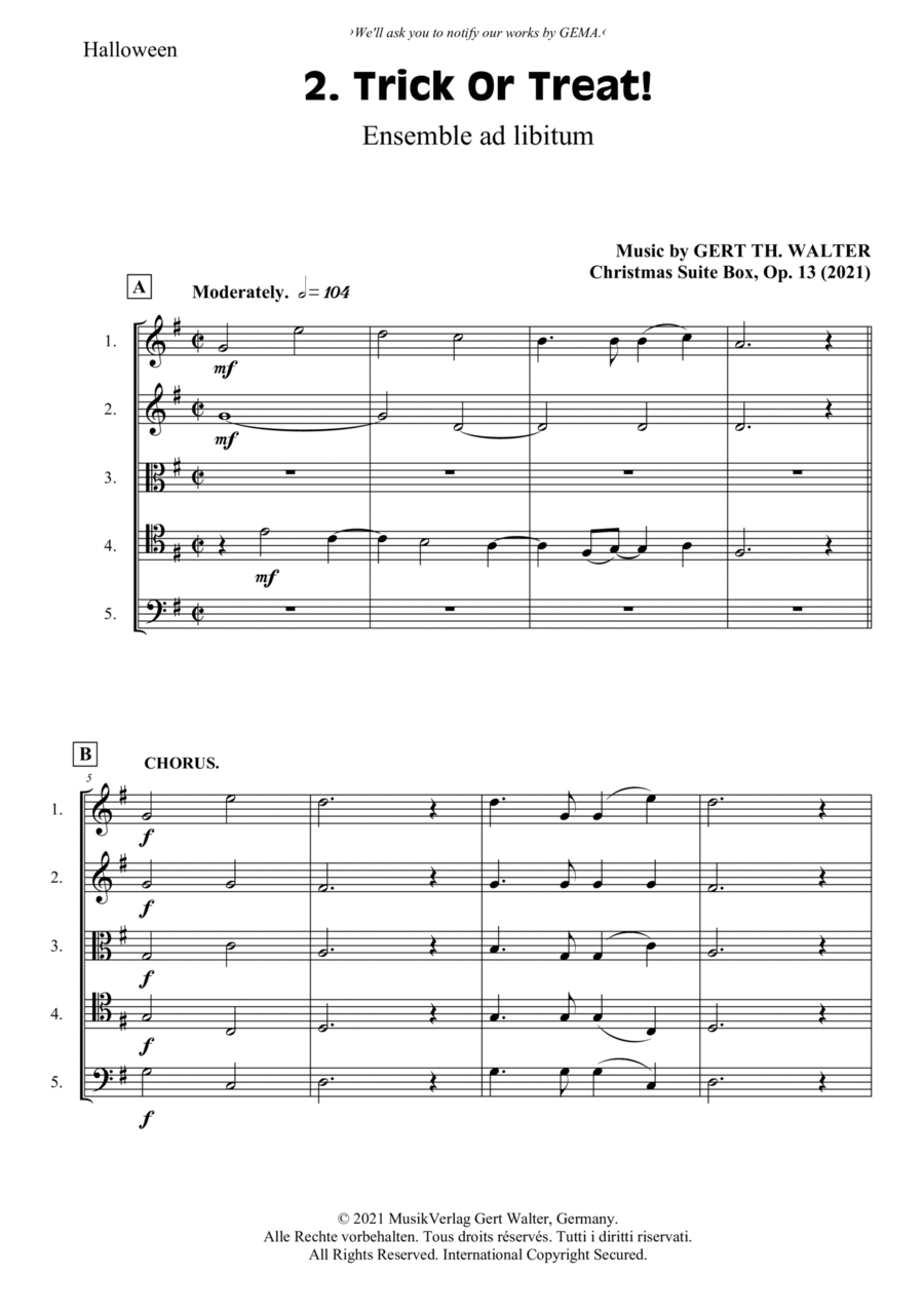 Trick Or Treat! Sheet Music | Gert Th. Walter | Performance Ensemble
