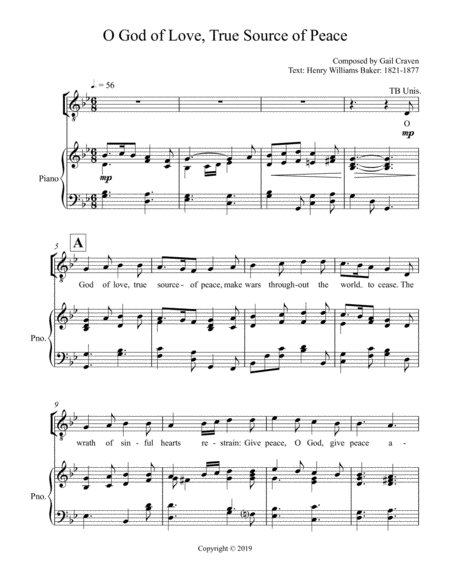 O God of Love by Gail W. Craven Sheet Music for 2-Part Choir at Sheet ...