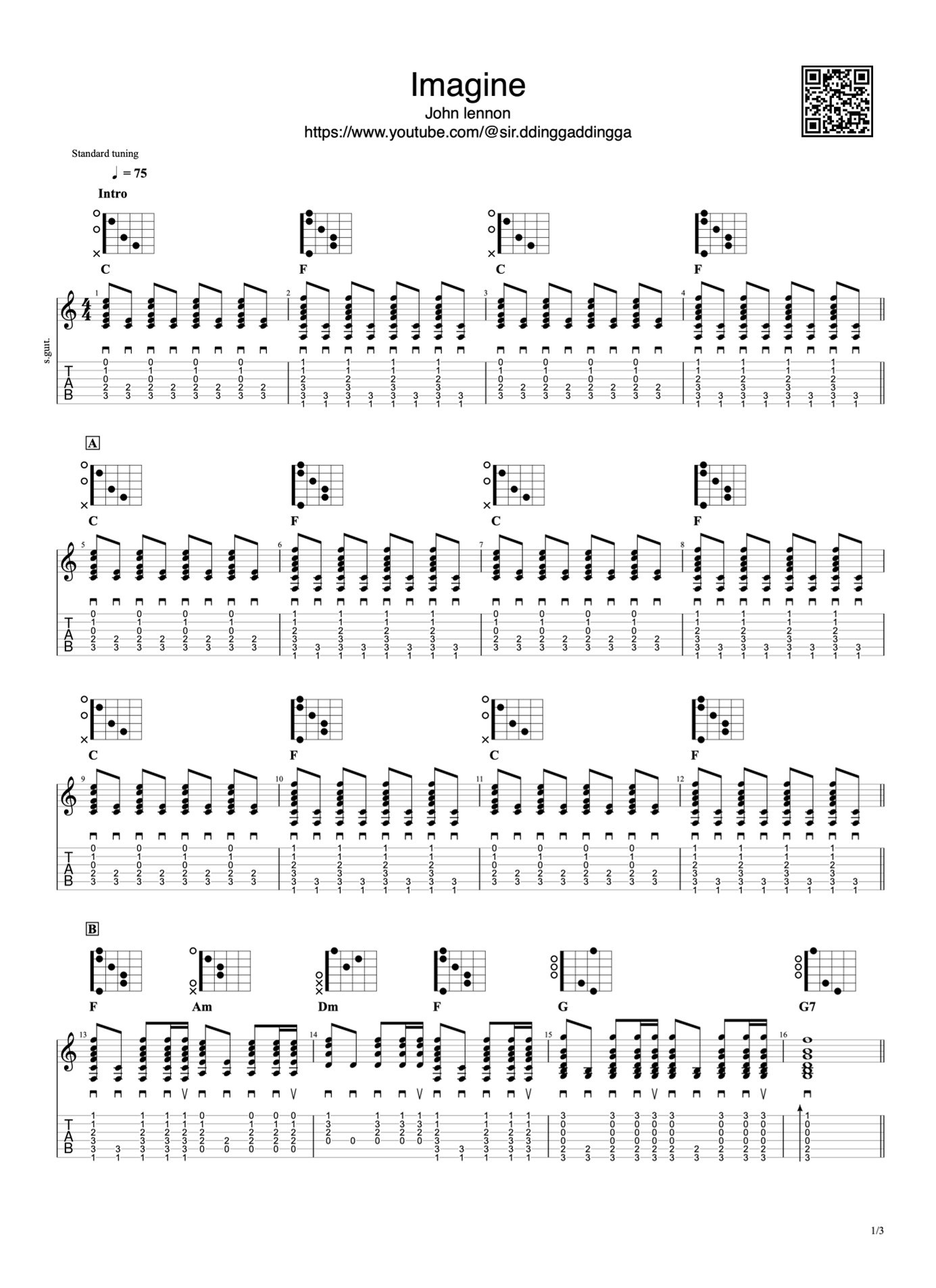 Imagine by David Archuleta Sheet Music for Guitar Tab at Sheet Music Direct