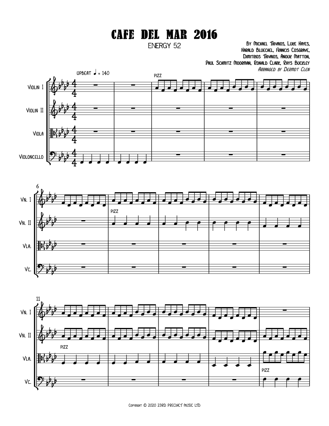 Cafe Del Mar 2016 (arr. Dermot Clen) by Ronald Clark Sheet Music for ...
