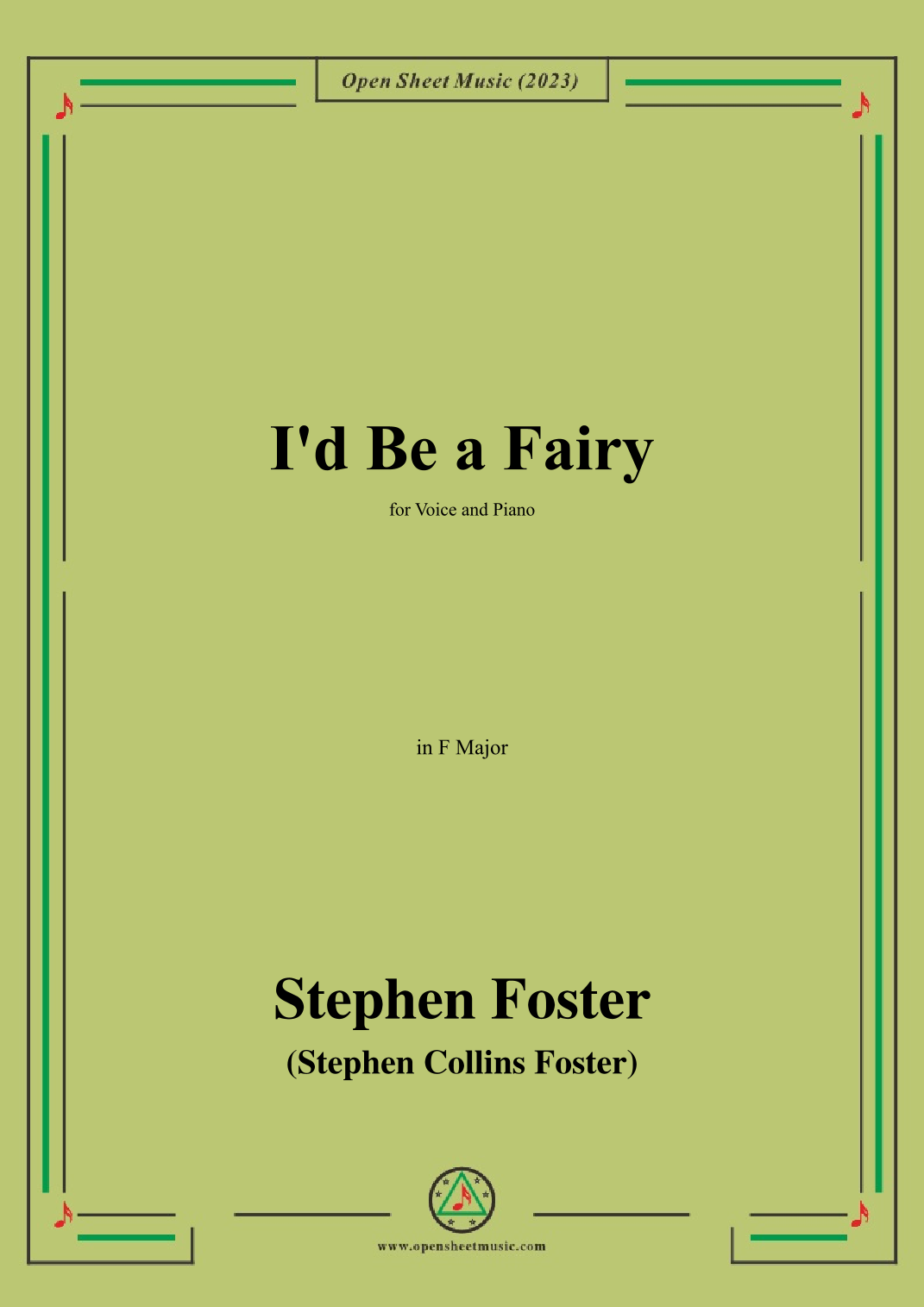 S. Foster-I'd Be a Fairy,in F Major (arr. OSM Press) Sheet Music ...