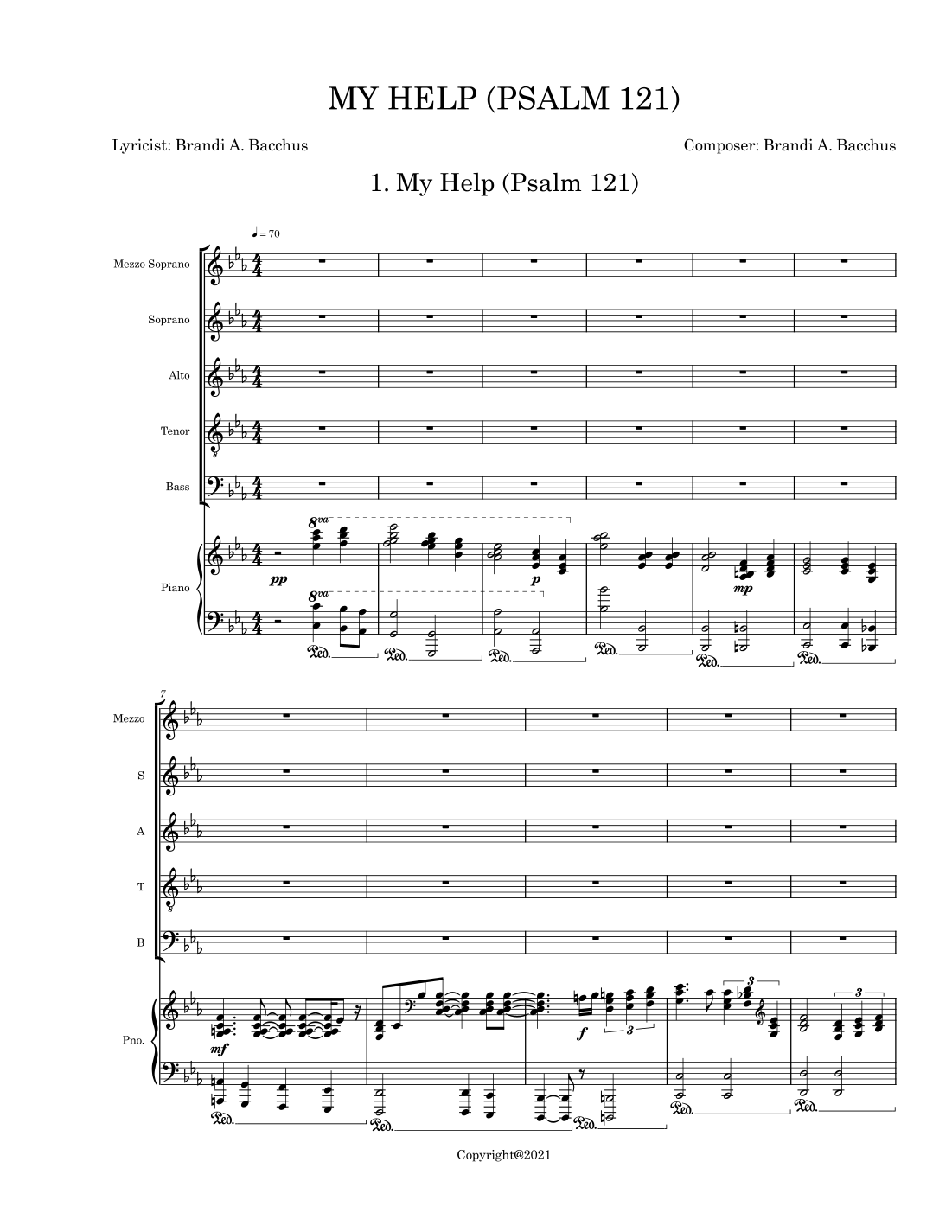 MY HELP (PSALM 121) by Brandi A. Bacchus Sheet Music for SATB Choir at ...