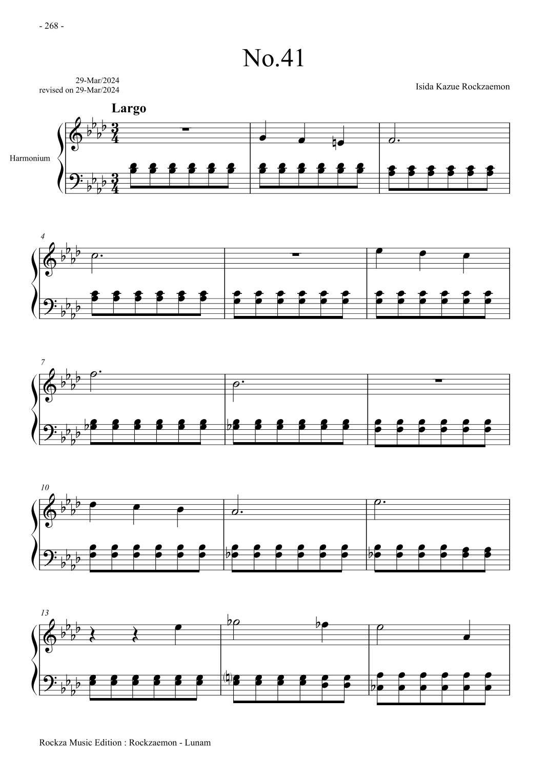 Prelude for Harmonium, "Lunam" No.41 par Isida Kazue Rockzaemon Partitions pour Instrumental ...