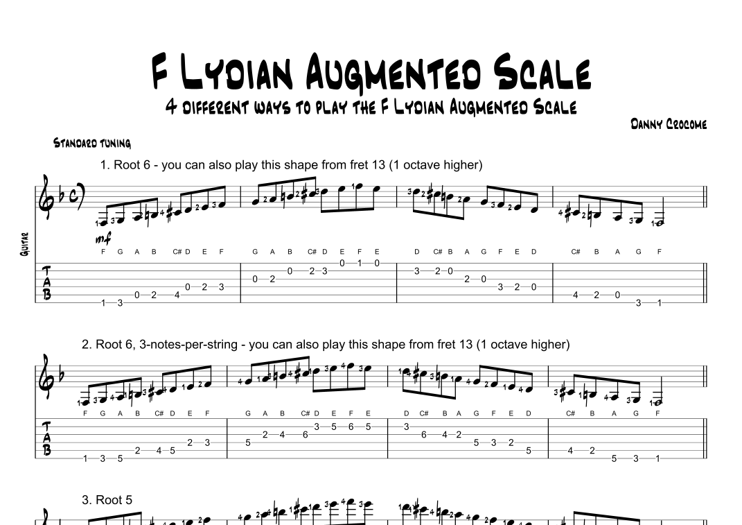 F Lydian Augmented Scale (4 Ways to Play) by Traditional Sheet Music ...