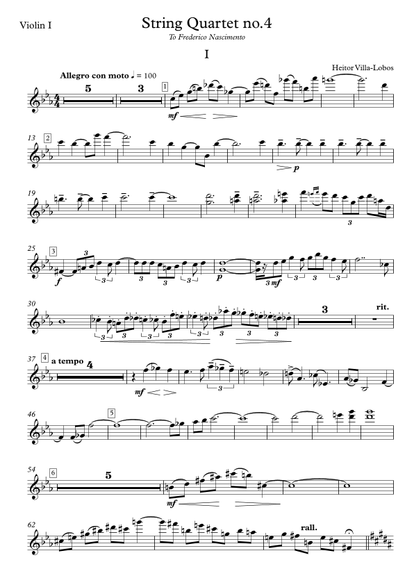 String Quartet No.4 Sheet Music | Heitor Villa-Lobos | String Quartet