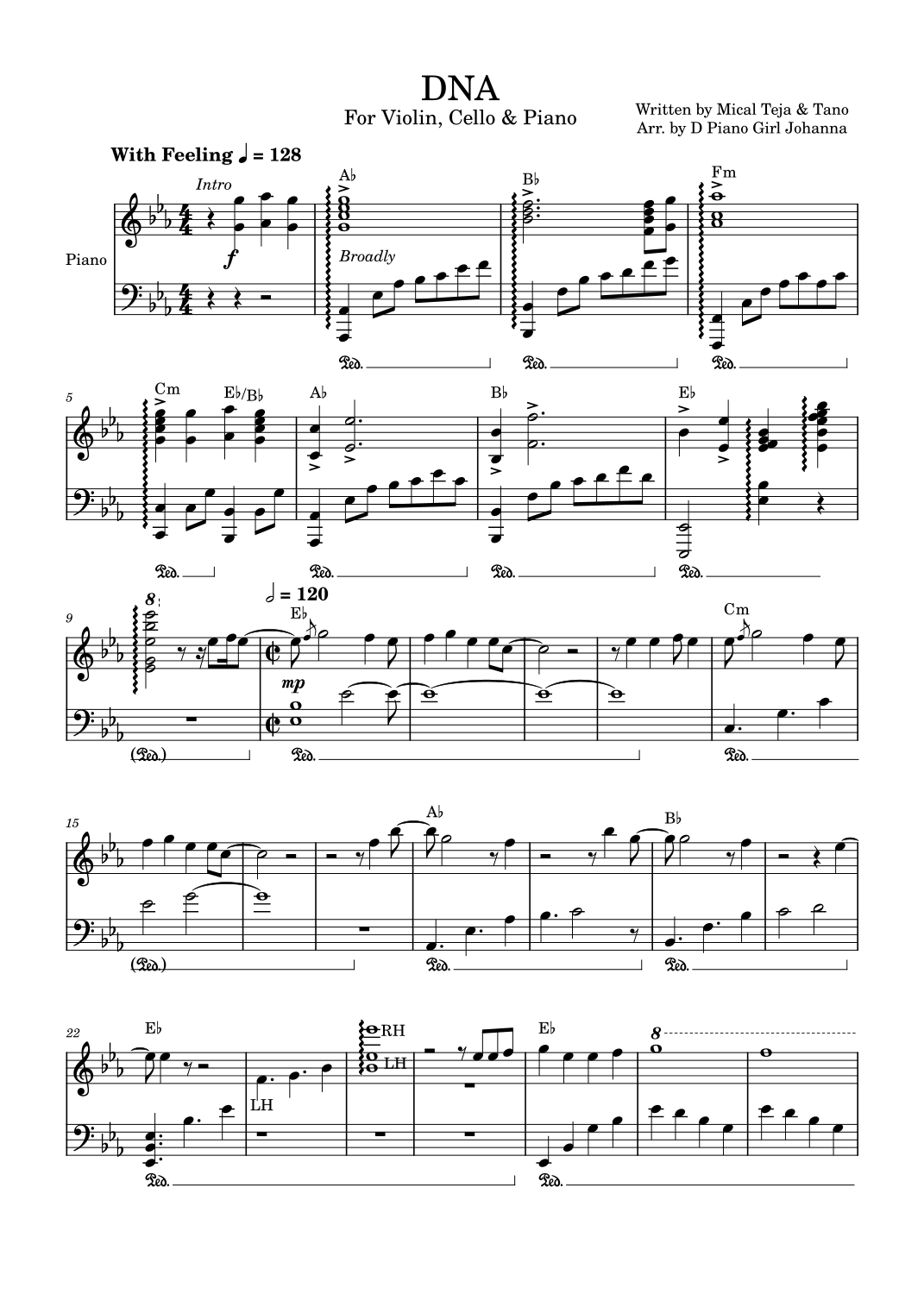 Soca - DNA Acoustic Cover von D Piano Girl Johanna Noten zum ...