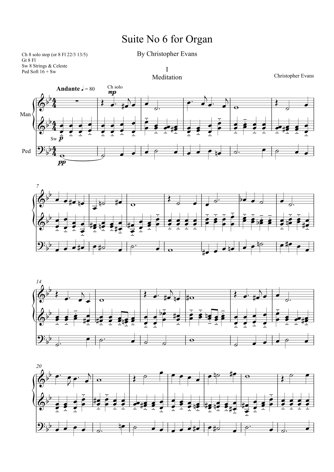 Suite No 6 For Organ by Christopher Evans Sheet Music for Organ at ...