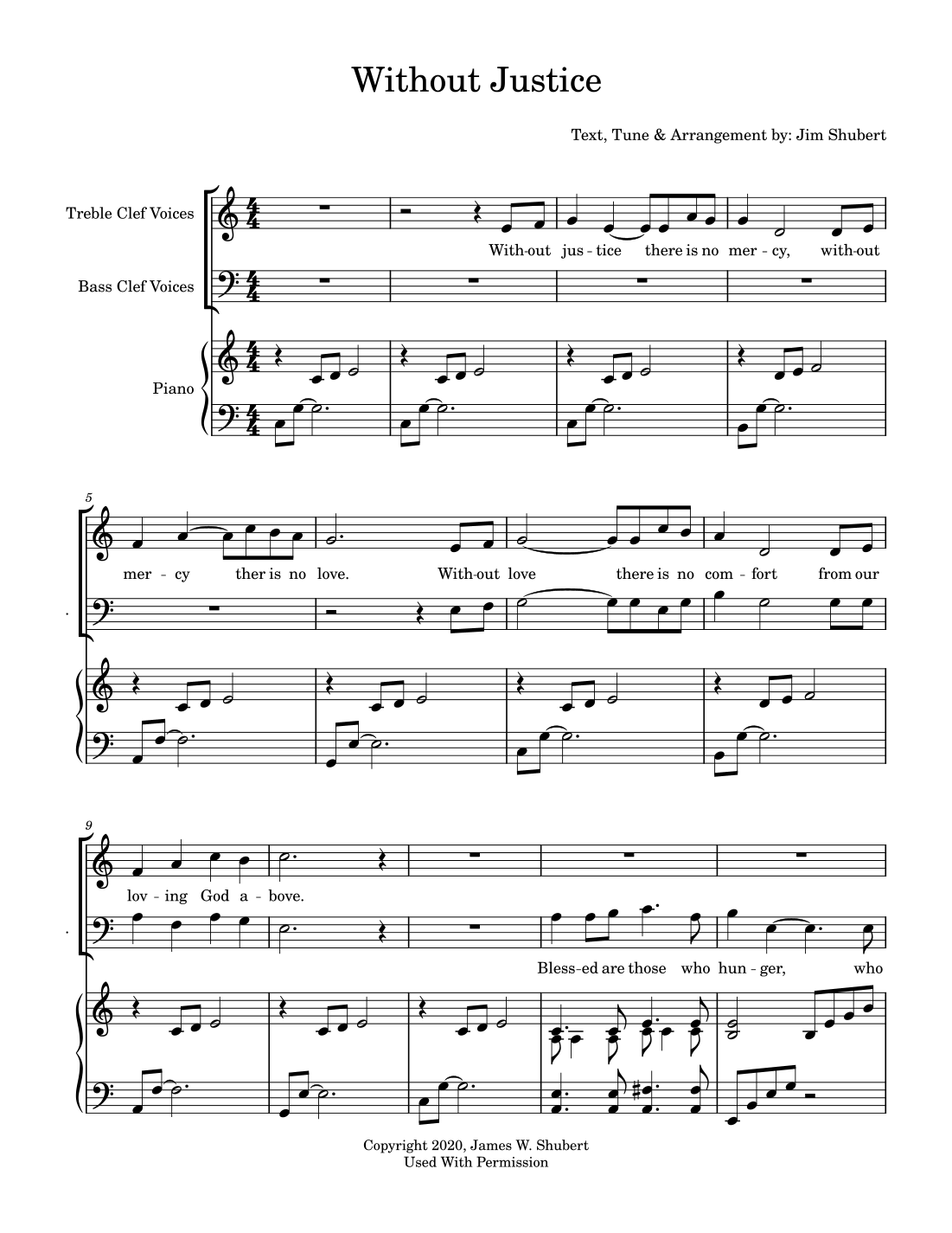 Without Justice by James W. Shubert Sheet Music for 2-Part Choir at ...