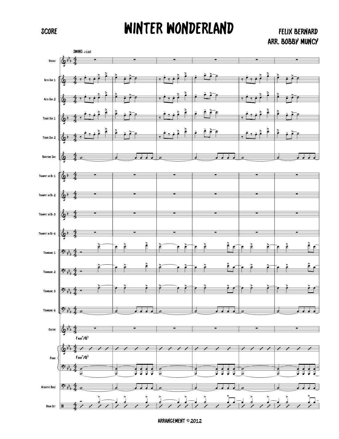 Winter Wonderland (arr. Bobby Muncy) by Pat Green Sheet Music for Jazz ...